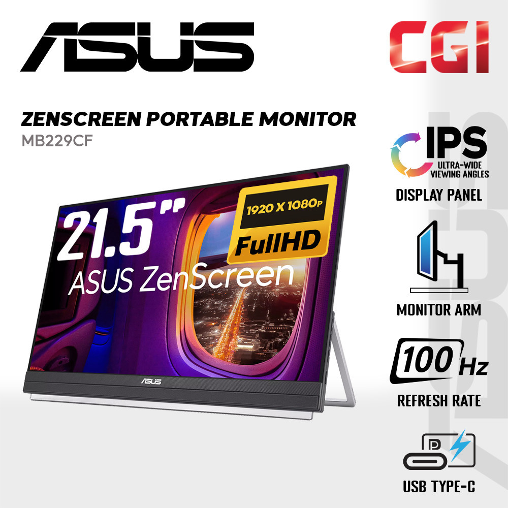 Asus 22" Zenscreen MB229CF IPS FHD 100Hz 2.1 Sub-woofer USB-C PD60W C ...