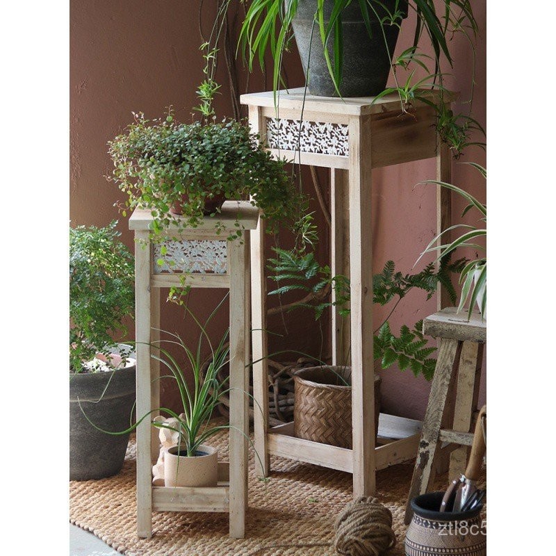 Rak bonsai rak bunga tunggal kayu pepejal jenis sentuh lantai rak pasu ...