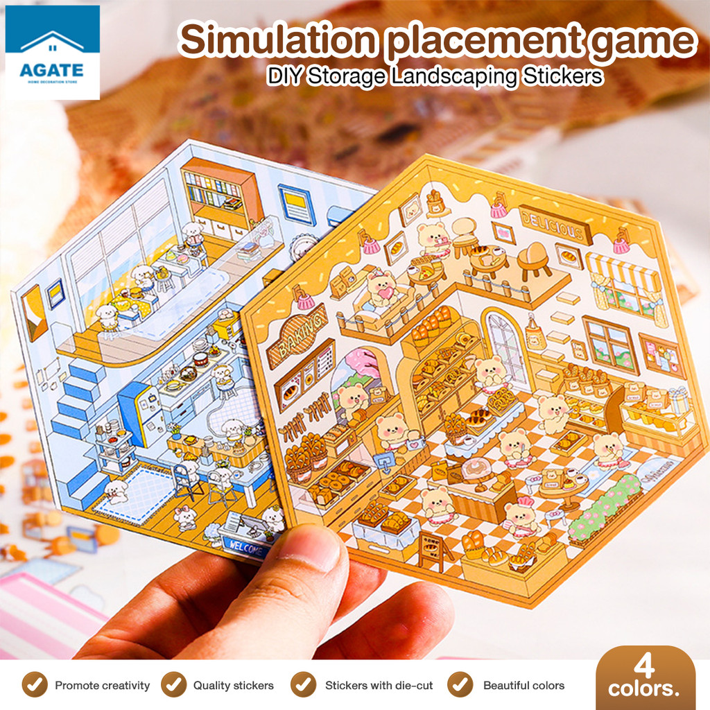 [Storage Landscaping Series] 3D Miniature Stickers DIY Roastery Canteen ...