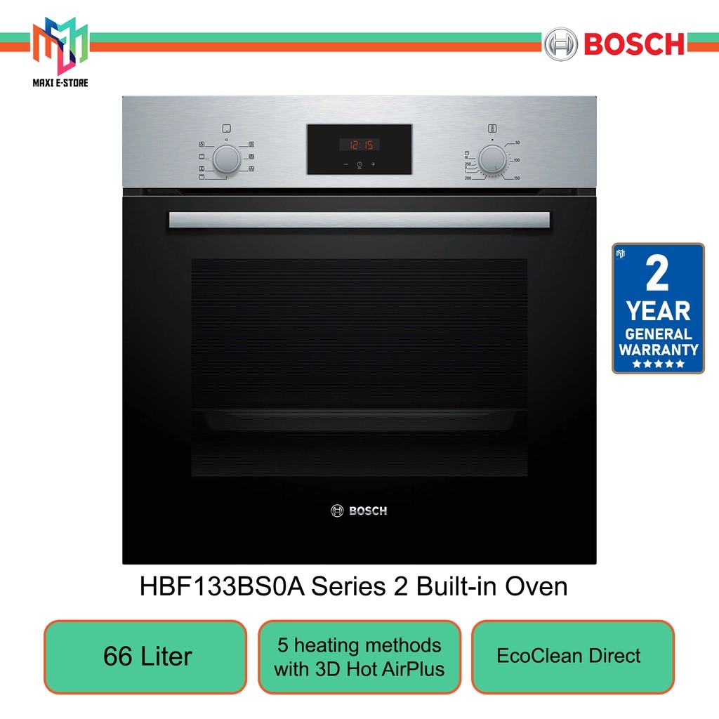 Bosch HBF133BS0A Series 2 Built-in Oven 66L Stainless Steel with ...