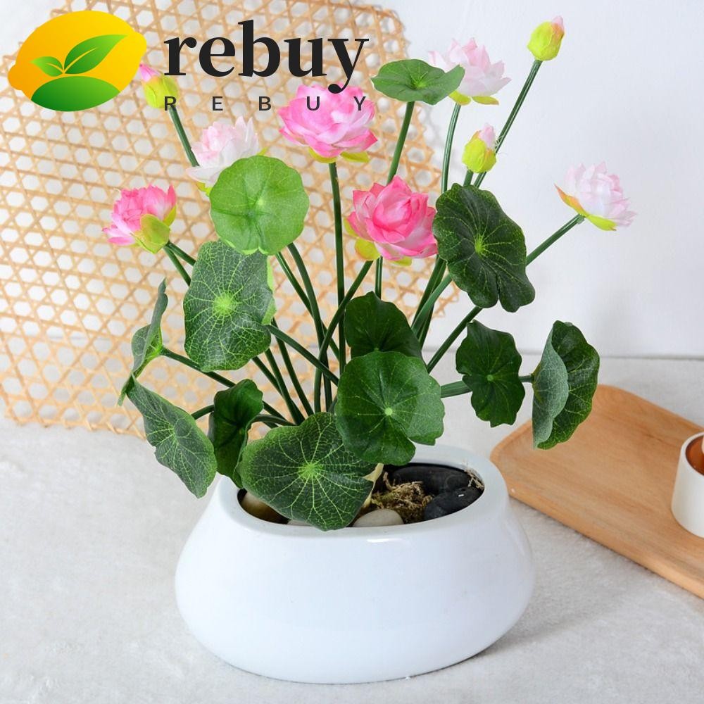 REBUY Artificial Lotus Flower, Lifelike Plastic Mini Silk Lotus, Micro ...