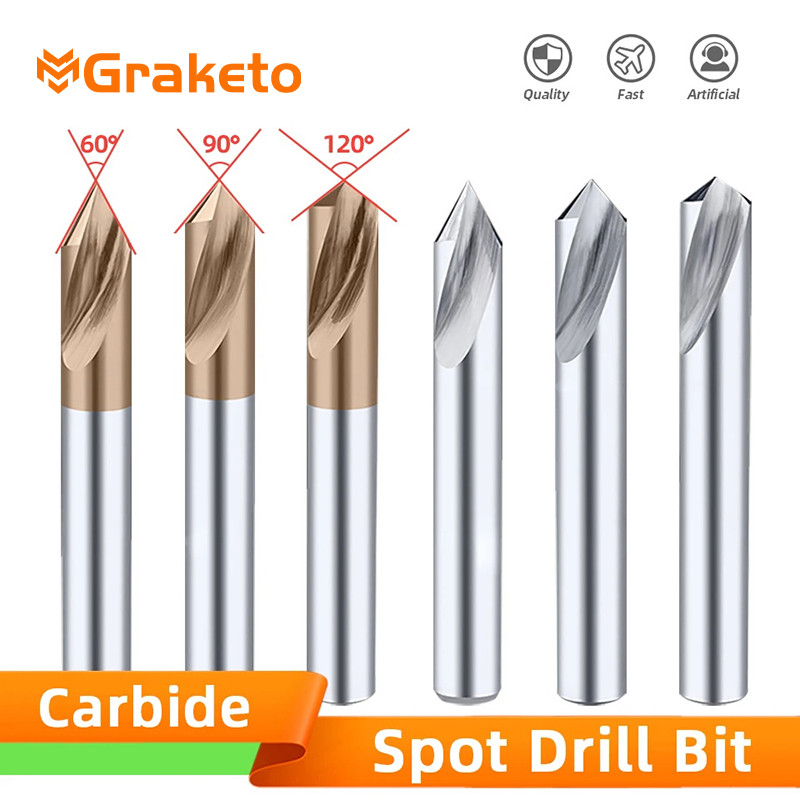 Carbide Spot Drill Bit 60 90 120 Degree CNC Drilling Guide Tool ...