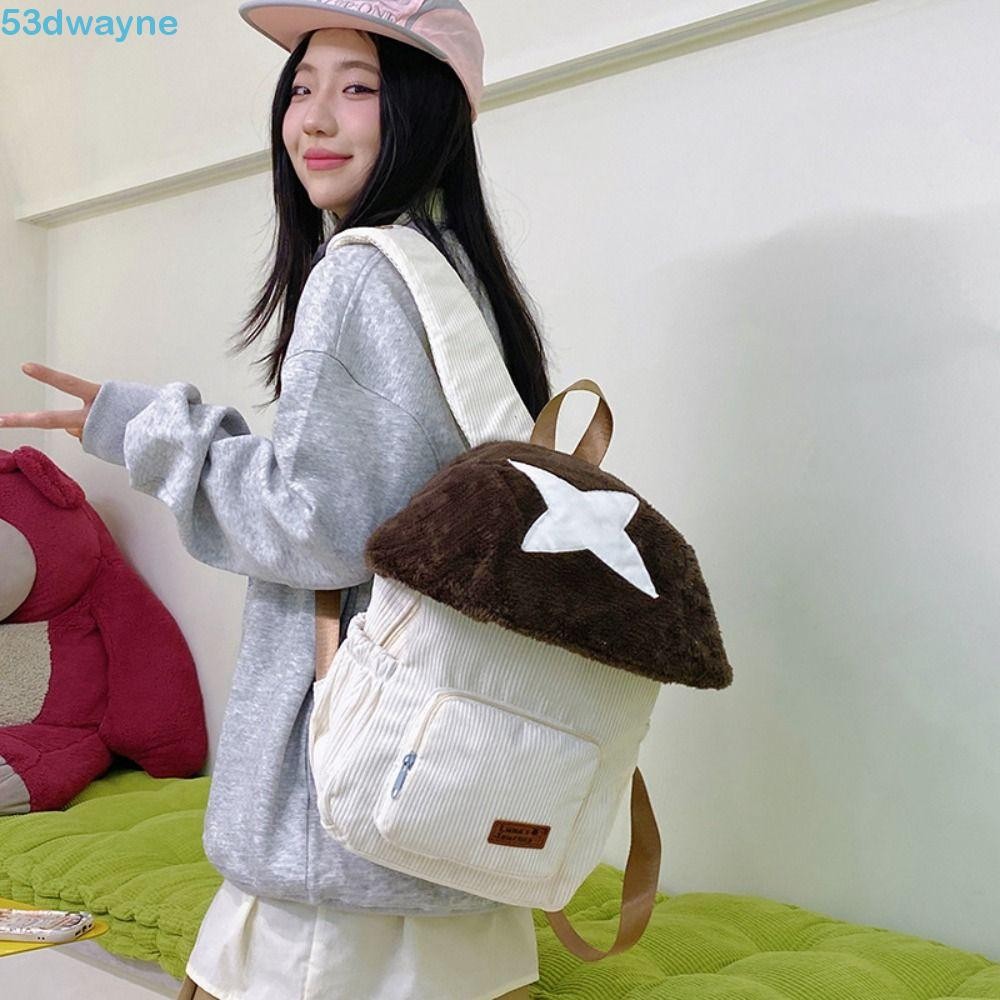 DWAYNE Plush Backpack, Large Capacity Handbag Mushroom Backpack ...