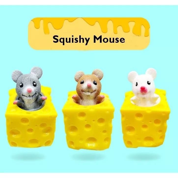Kenz TOY SQUIISHY MOUSE CHEESE RATS CHEESE SILICONE RUBBER SQUEEZE POP ...