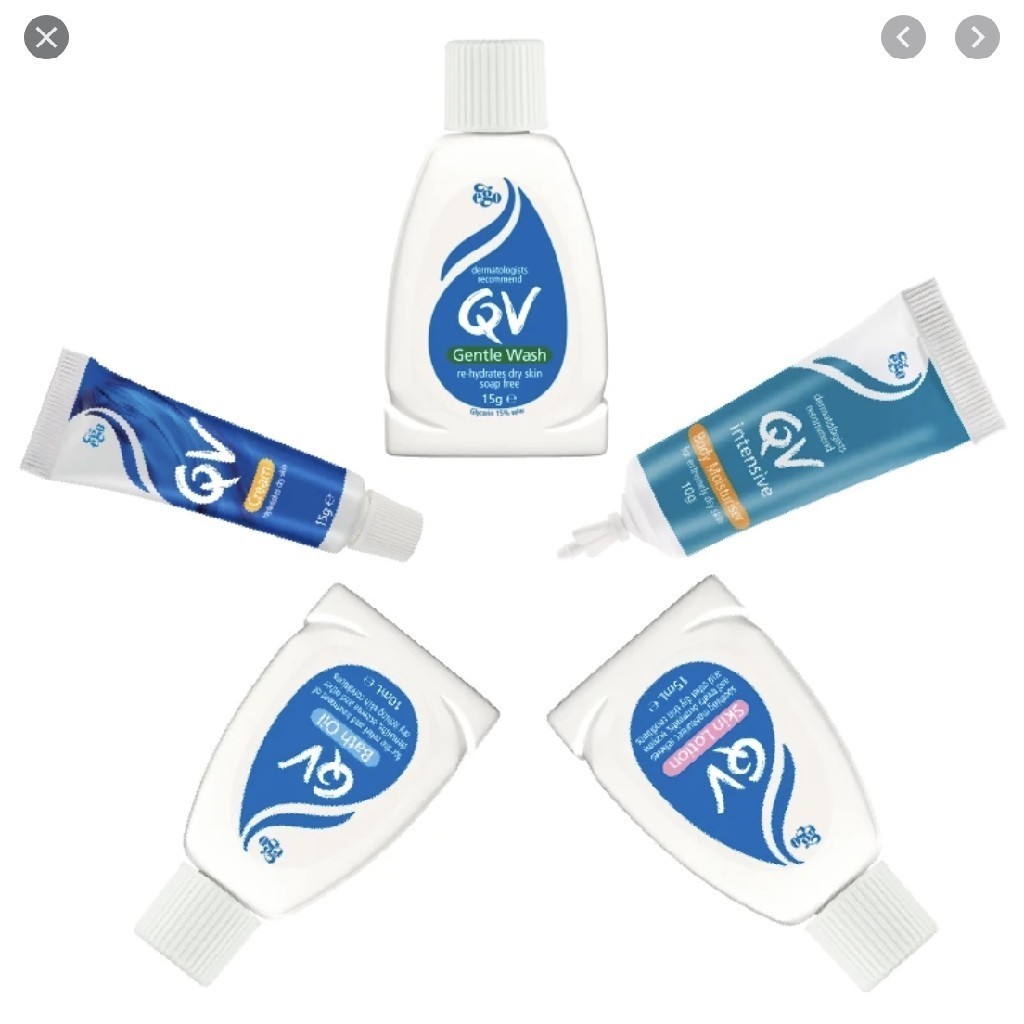 Ego QV Travel Pack 15ml (QV Gentle wash, QV Cream, QV Skin Lotion, QV Intensive Cleanser ...