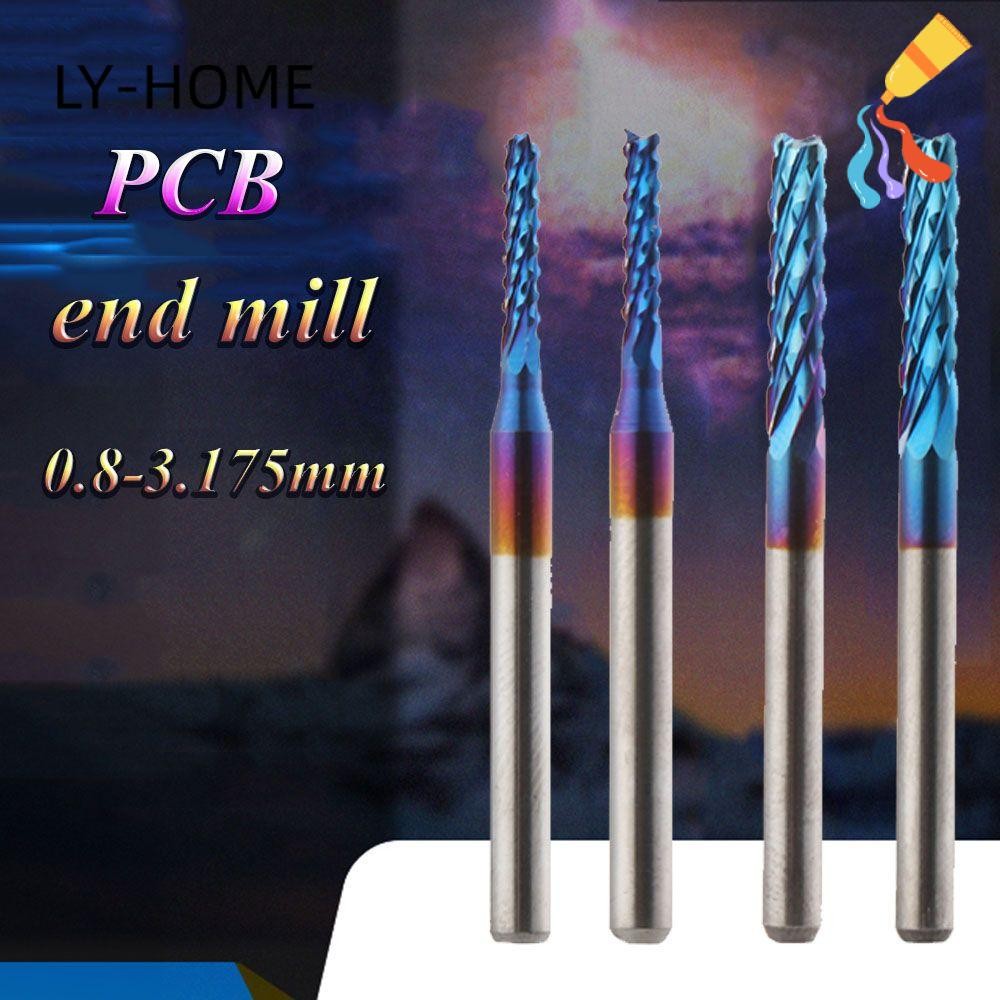 LY-HOME 0.8-3.175mm End Mill Grinding Blue Titanium Coated PCB|Edge ...