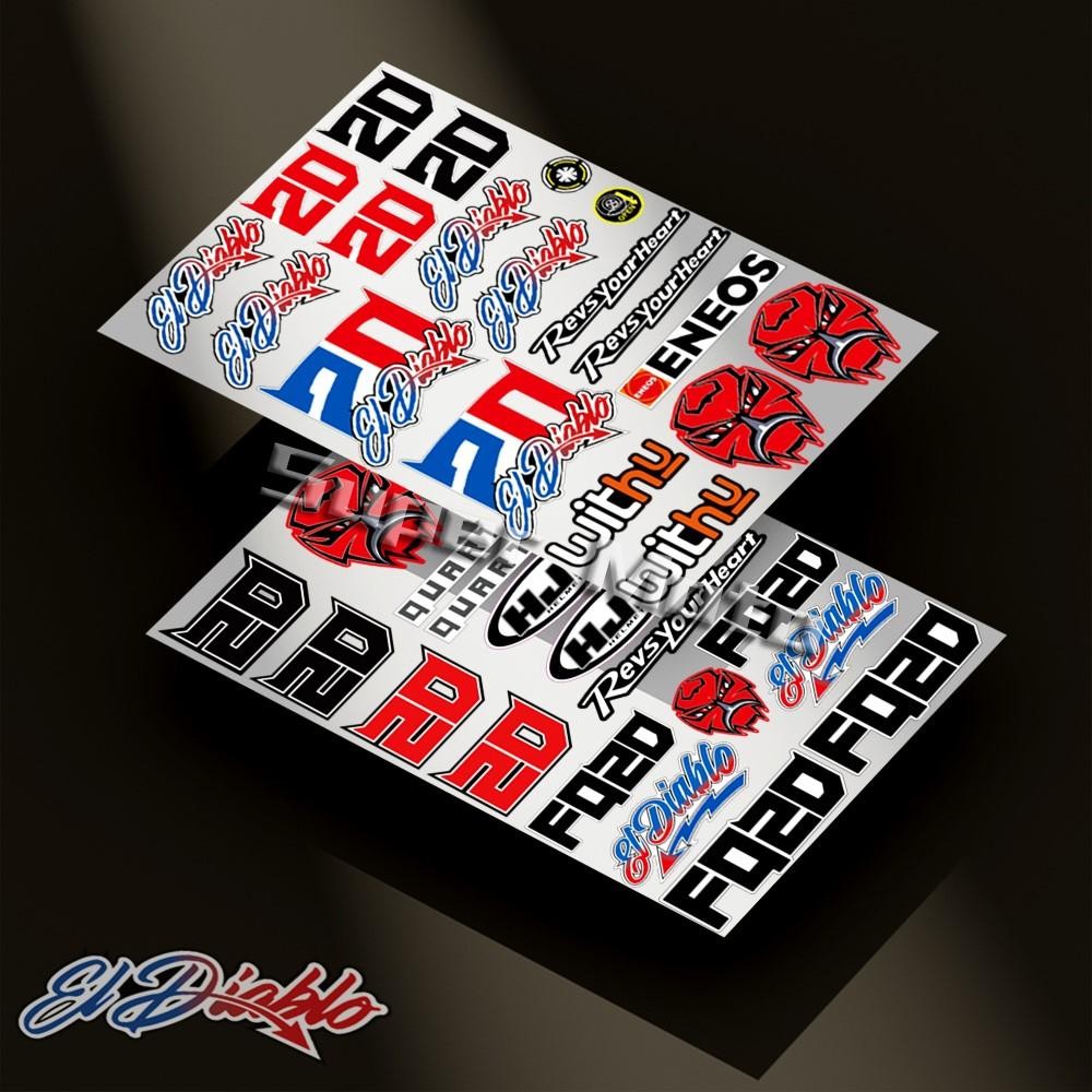 Rider No. 20 Fabio Quartaro Decals Motorcycle Side Strip fender body ...