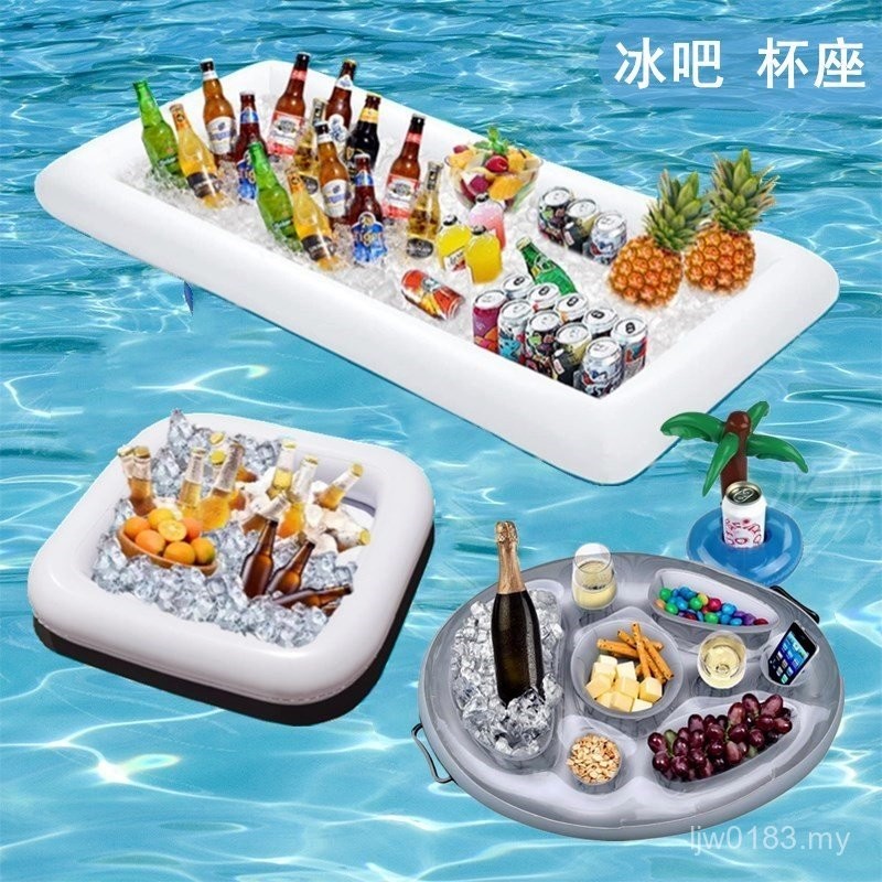 Drink Ice Tray Floating Cup Holder Large Swimming Pool Party Inflatable ...