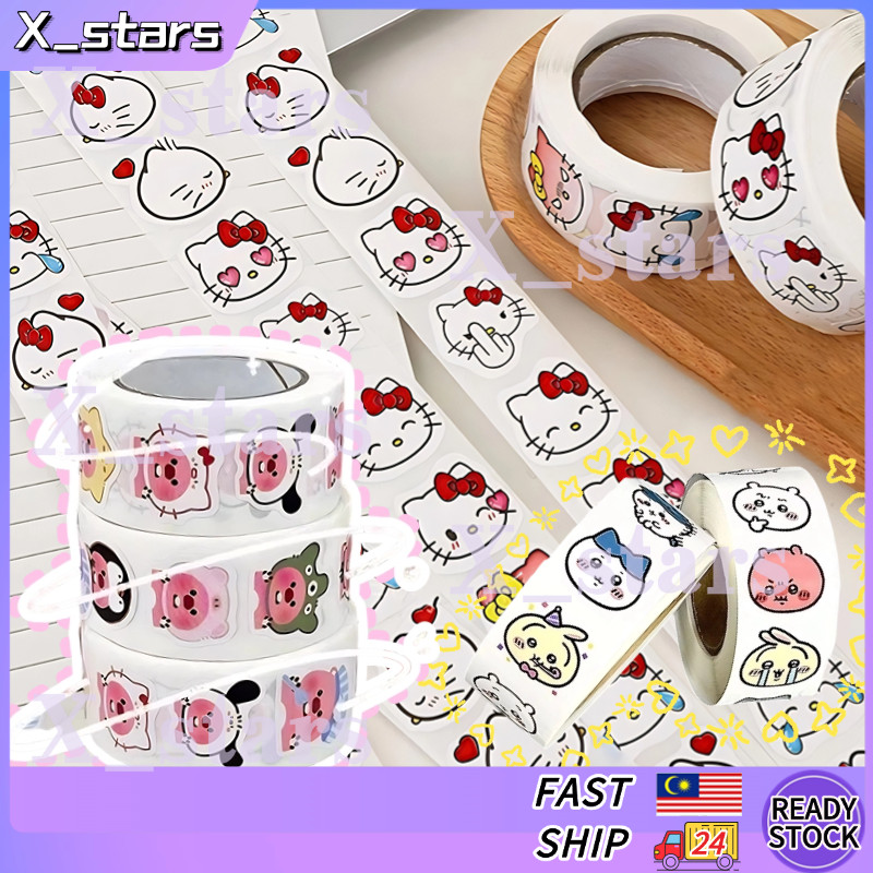 500pcs/Roll HelloKitty Capybara Loppy Kuromi Sealing Sticker Tapes ...