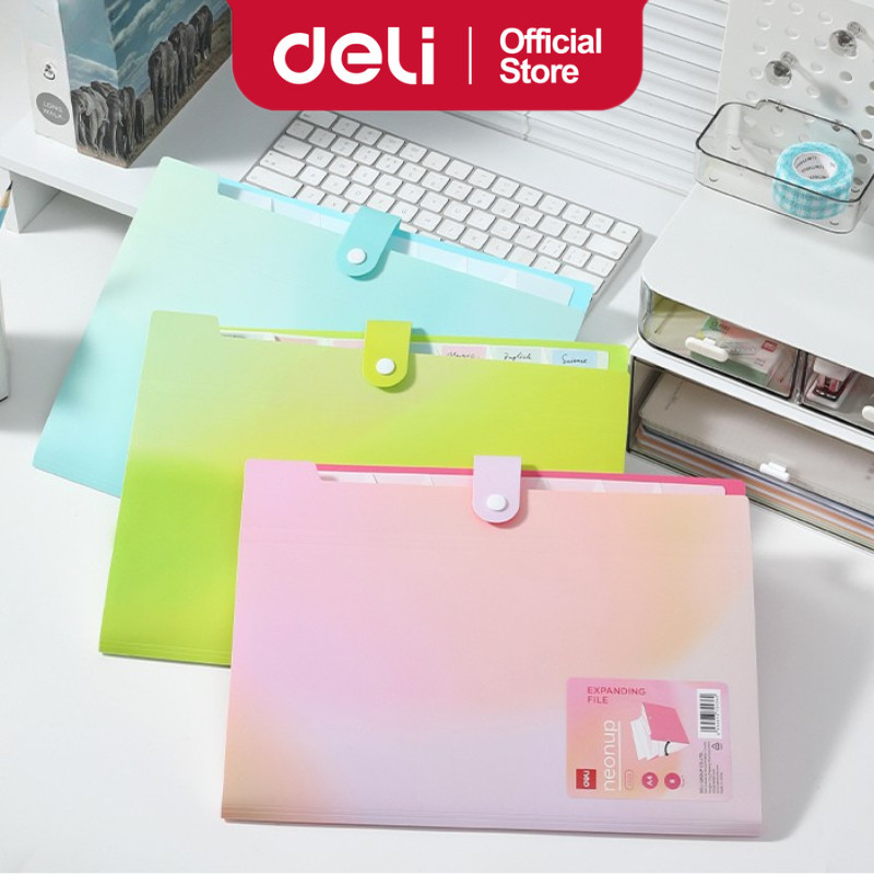 Deli A4 Expanding File Folder 8 Grids with Index Tabs Splash-Resistant ...