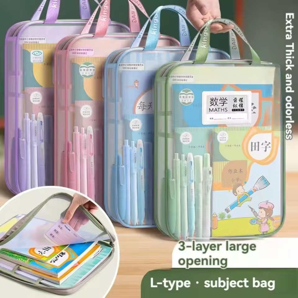 Mesh Zipper Bag Transparent Document Bag Storage School Stationary ...