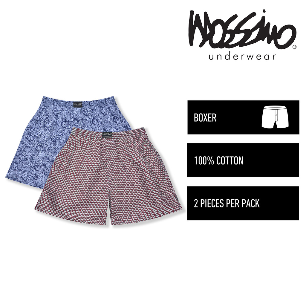 (2 Pcs) Mossimo Mens Woven Cotton Boxer Underwear Assorted Colours ...
