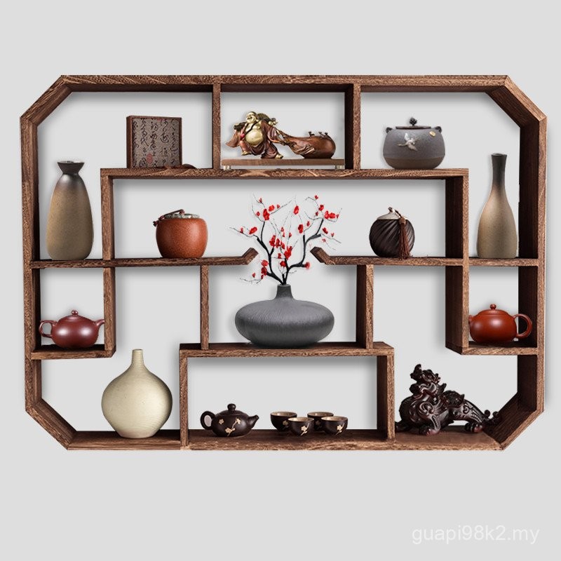 Bogu Rack Duobaoge Solid Wood Chinese Wall-Mounted Tea Rack Shelf Wall ...