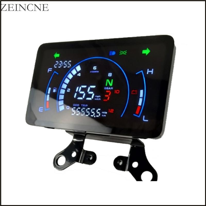 Zein Motorcycle Digital Instrument Panel LED Tachometer 12V Speed and ...