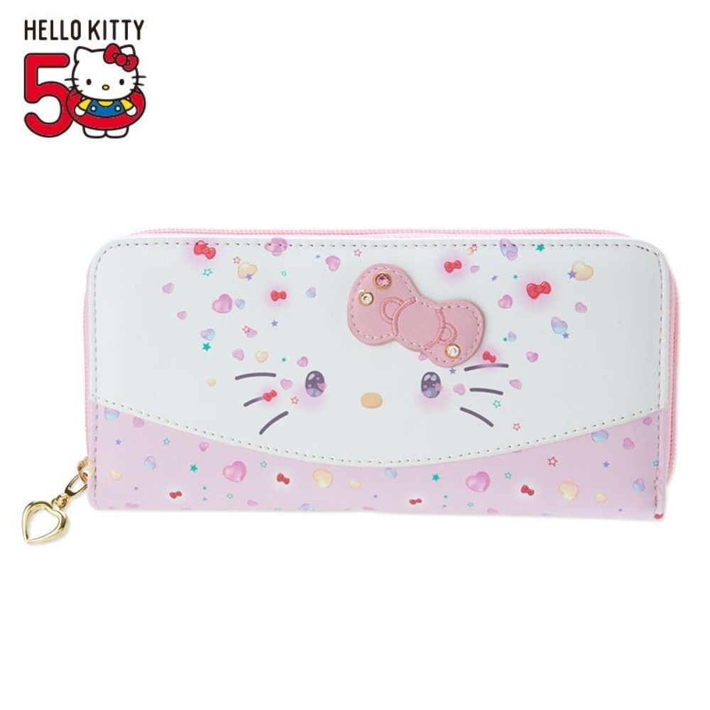Sanrio 50th Anniversary Hello Kitty Cat-Shaped Long Wallet with Zipper ...