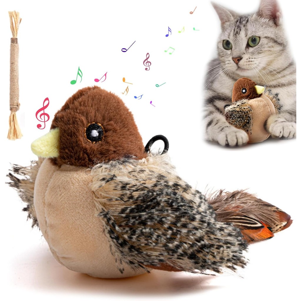 Haiwan peliharaan saderi Chirping burung kucing mainan dengan sayap ...