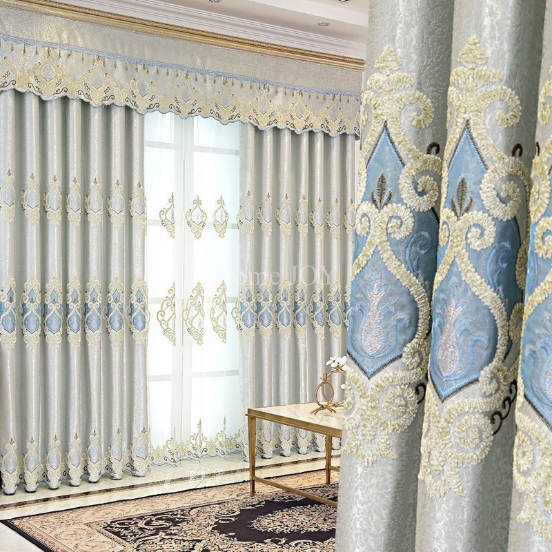 Curtains, hooks 3D embroidery European living room curtains, curtains ...