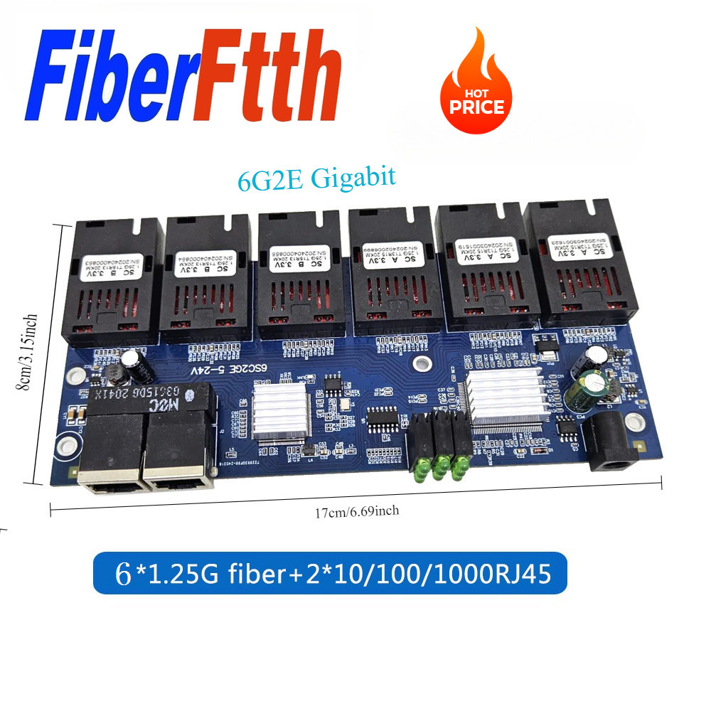 Gigabit 6 SC 2 RJ45 6F2GE fiber Port Fast Ethernet switch Converter ...