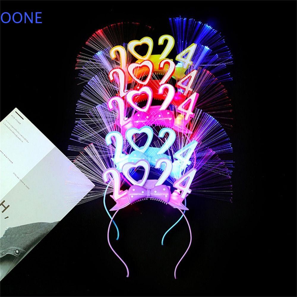 OONE 2024 Happy New Year Headband, LED Glow Letter LED Glow Headpiece ...