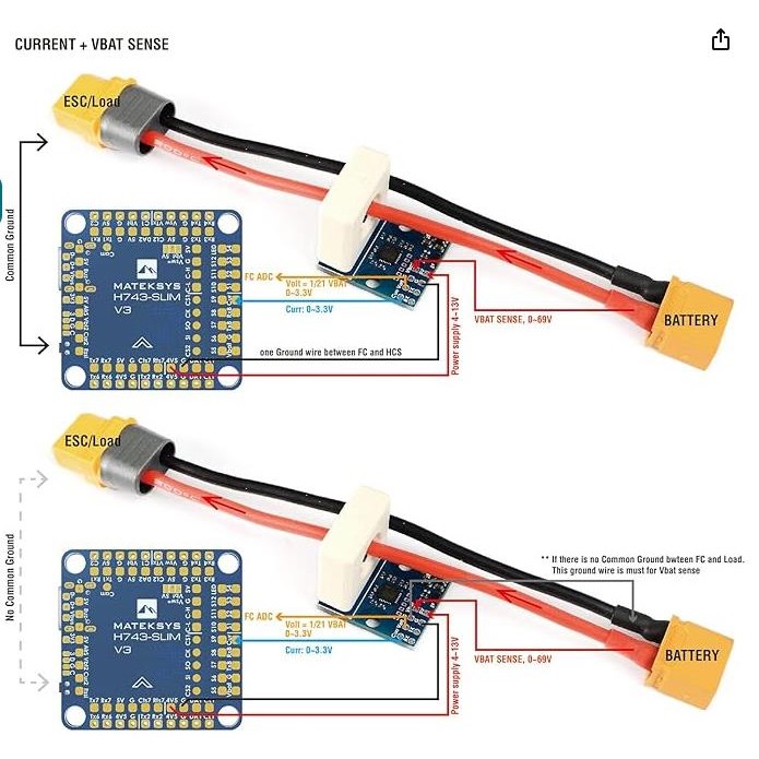150A Hall Effect Current Sensor for Carbon Fiber FPV Racing Drone Quad ...