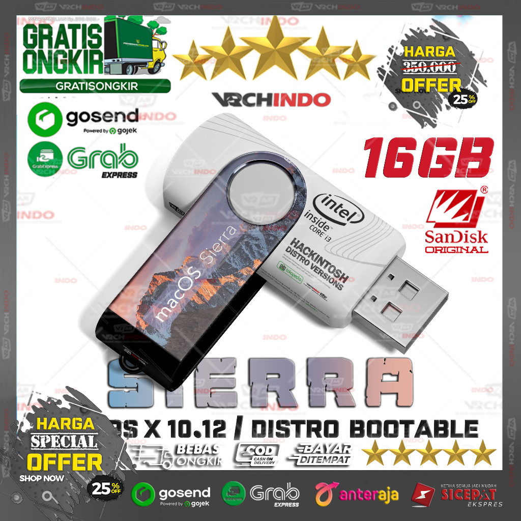 Mac OS X 10.12 - MacOS SIERRA | Hackintosh for Laptop Desktop Computer PC/ | 16GB Bootable USB ...