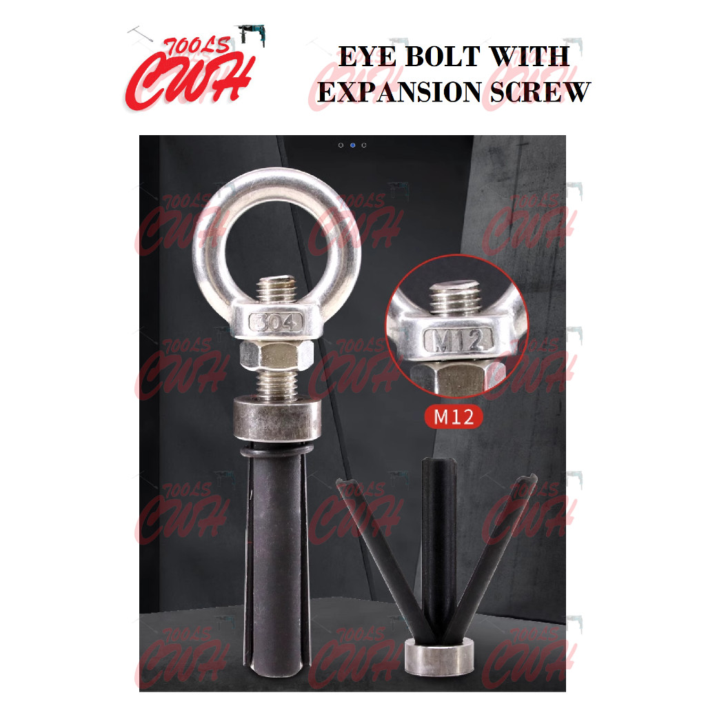 1PC EYE BOLT WITH EXPANSION SCREW BOLT NUT SCREWING WALL skru bolt nat ...