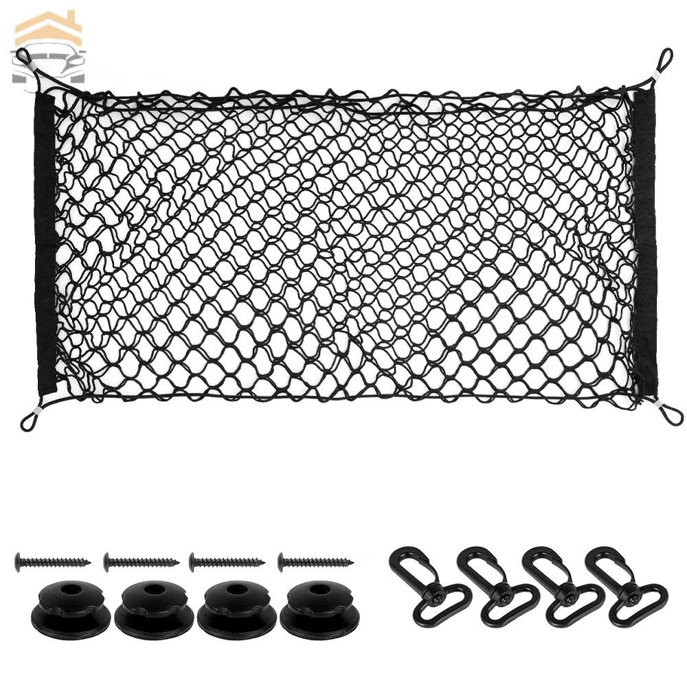 Car Trunk Cargo Net with 4 Hooks Adjustable Car Net Elastic Trunk Cargo ...