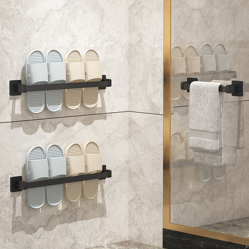 Bathroom Slipper Rack Bathroom Shoe Rack Wall-Mounted Perforated Shoe ...