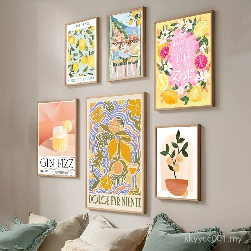 Positano Lemon Art Poster Whitepaper Poster Vintage Room Decor Self ...