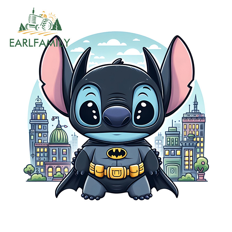 EARLFAMILY 13cm x 11.4cm Anime Stitch Chibi Decals Kawaii Amusing Open ...