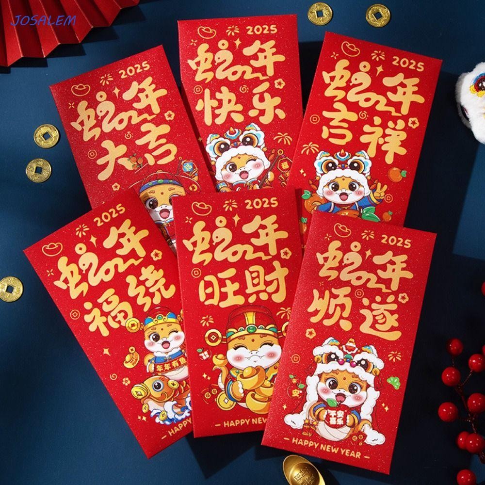 JOSALEM 6pcs 2025 New Year Money Pocket, Chinese Style Cartoon Snake ...