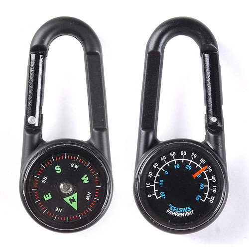 MAL- Multifunctional Hiking Metal Carabiner Mini Compass + Thermometer ...