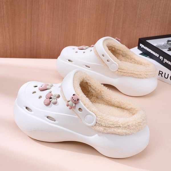 crocs women crocs Kasut lubang selipar kapas pakaian musim sejuk wanita ...