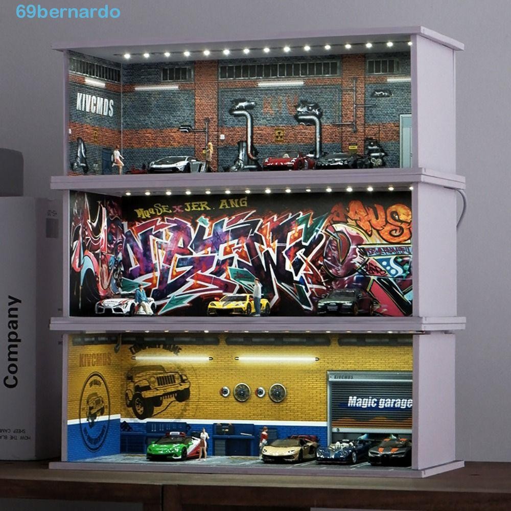 BERNARDO Garage Scene Model, 1/64 Scale Miniature Parking Lot Model ...