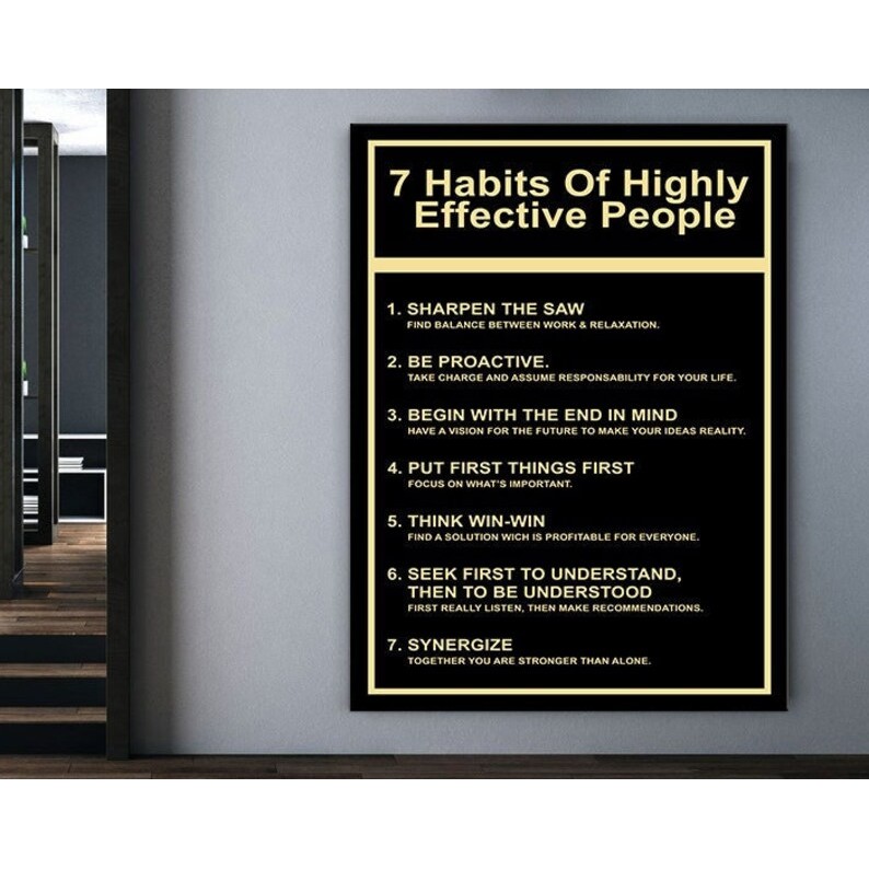 Just Gift Success Wall Art Entrepreneur Canvas 7 Habits Of Highly ...