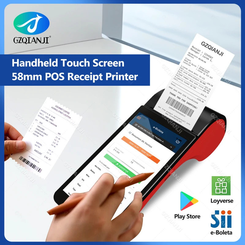 5.5 inch Android PDA Handheld Wireless Wifi Bluetooth 4G POS device Terminal with 58mm Thermal ...