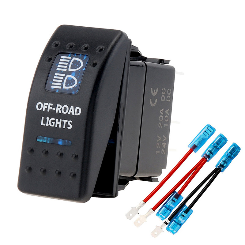 OFF-ROAD LIGHTS Rocker Switch Button 5Pin ON OFF BLUE 12/24V For Car ...