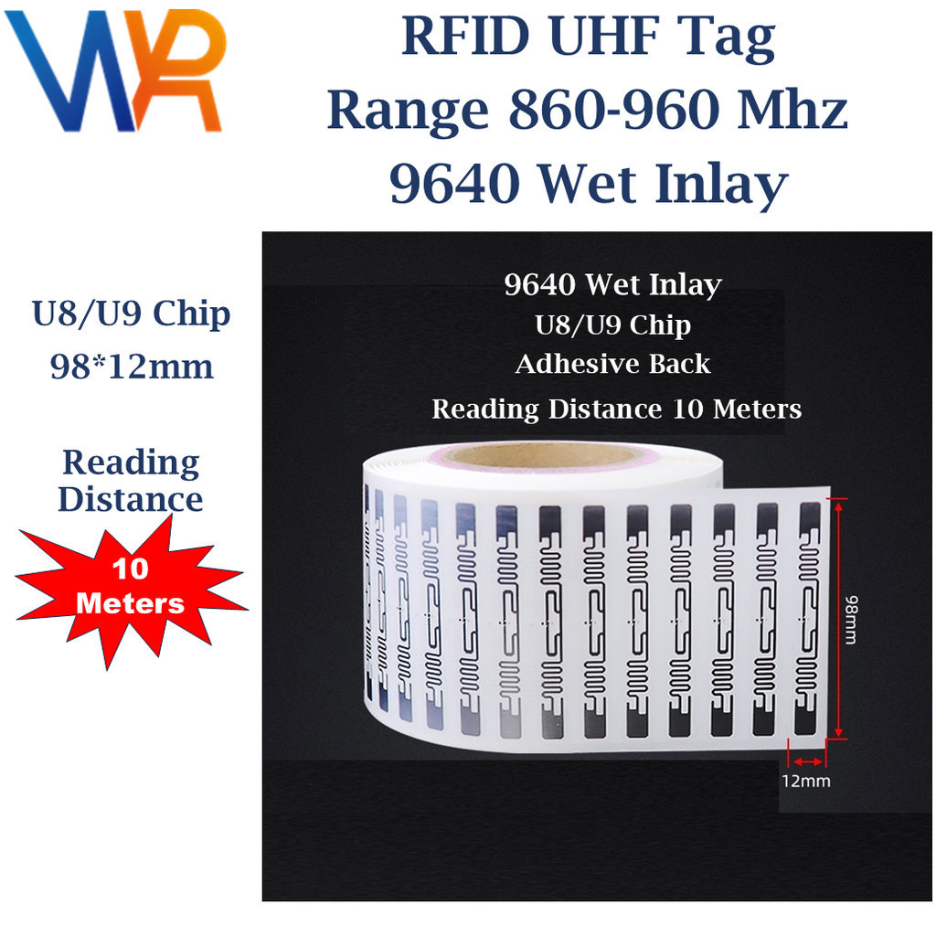 UHF RFID tag sticker 9640 Wet Inlay 915mhz Adhesive Inlay Label ...