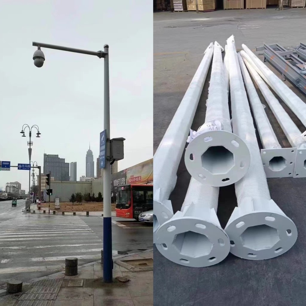 Road Octagonal Cone Pole Round Straight Pole L-Shaped Traffic Light ...