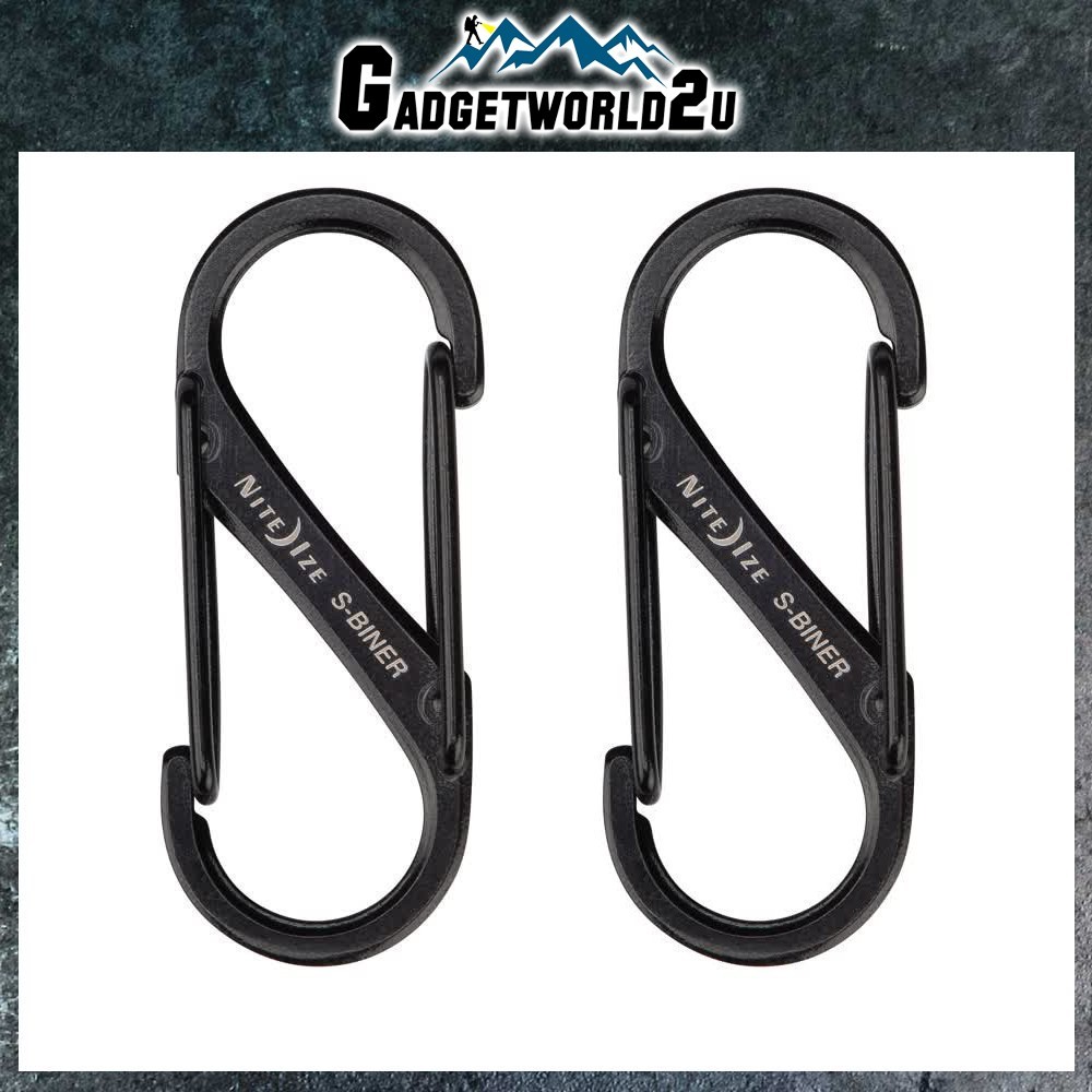 Nite Ize S-Biner Dual Carabiner Stainless Steel #1 (2pc Pack) (Black ...