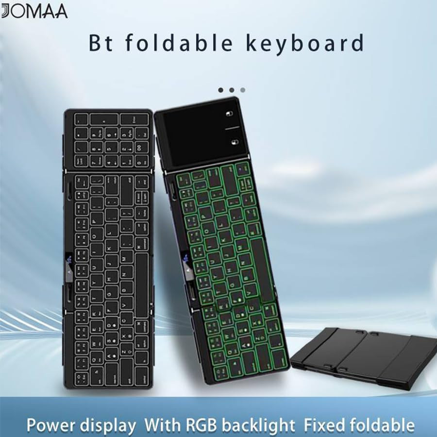 JOMAA RGB Backlight Folding Bluetooth Keyboard with Numberic/Touchpad ...