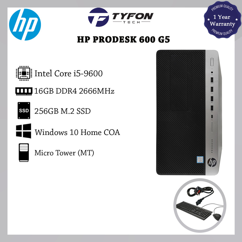 HP ProDesk 600 G5 MT i5-9600 16GB DDR4 RAM 256GB M.2 SSD Win 10 Home ...