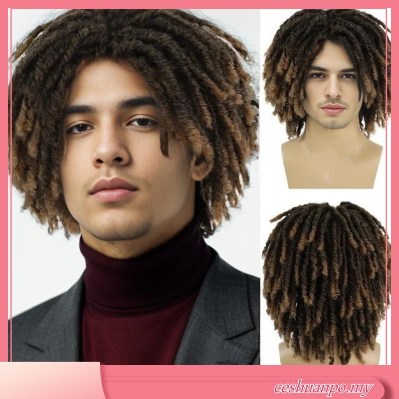 DWAYNE Crochet Twist Hair, Ombre Brown Rasta Short Braided Wig, Reggae ...