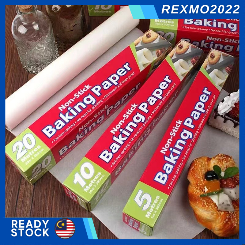 REXMO - 5M/10M Kitchen Baking Paper With cutter Oil Paper Bakery Kek ...