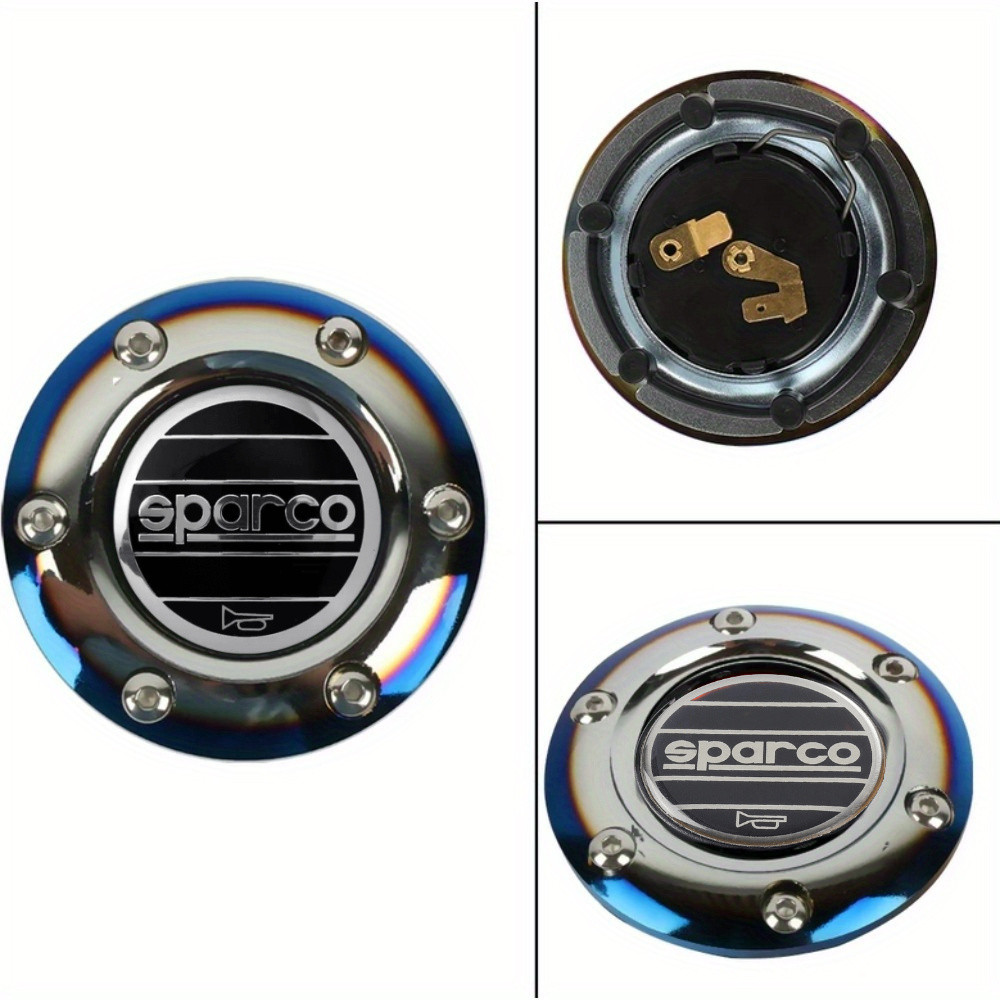 UNIVERSAL BURNT BLUE CAR HORN BUTTON STEERING WHEEL CENTER CAP SPARCO ...