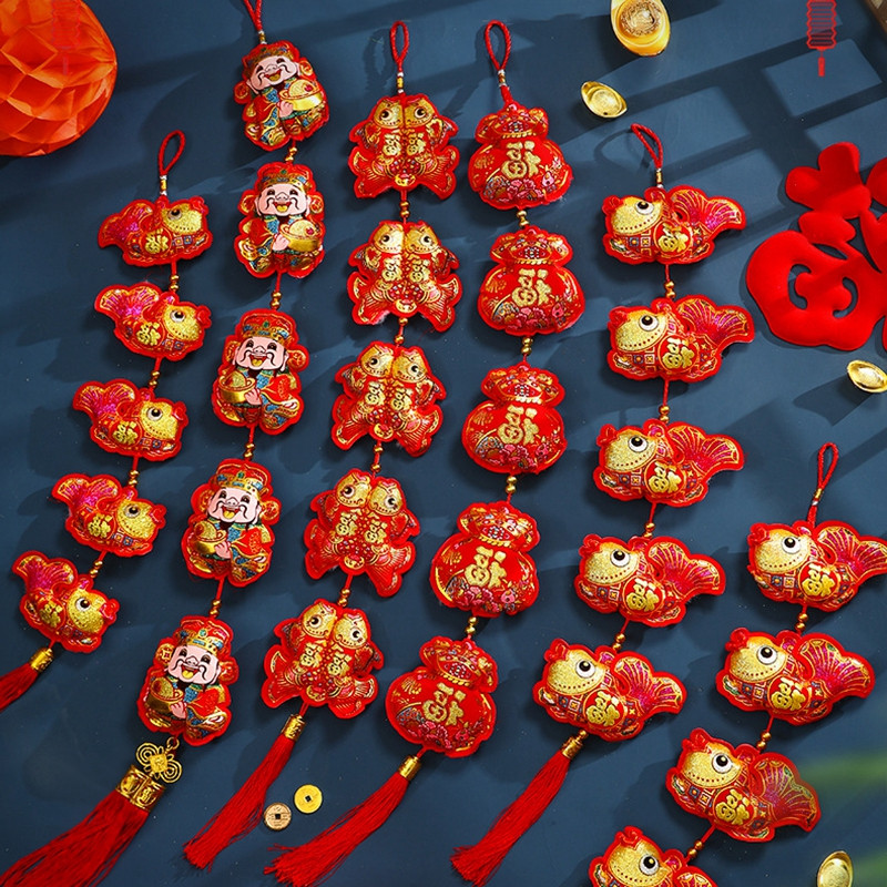 Chinese Red Hanging Ornament Blessing Fish Ornaments String Pendant New ...