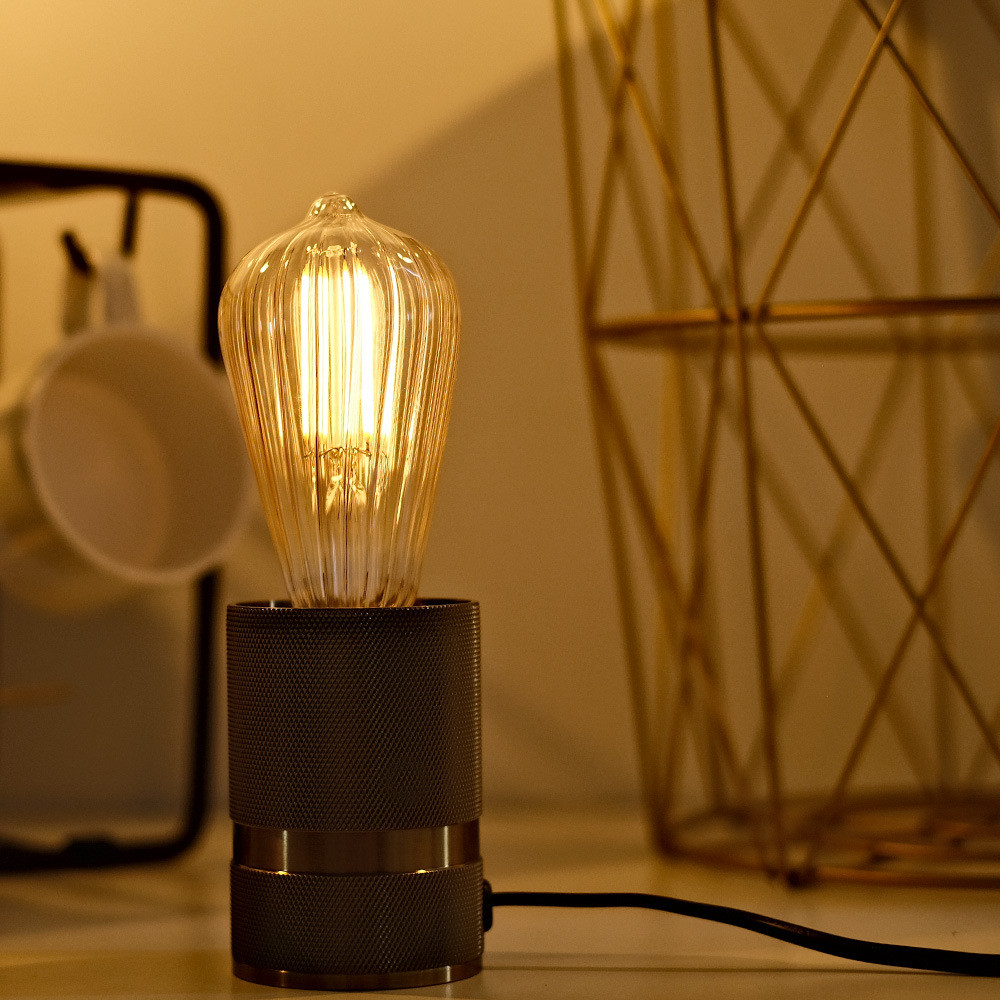 [220V] Retro Edison Bulb ST64 Straight Grain LED Filament Lamp Bedroom ...