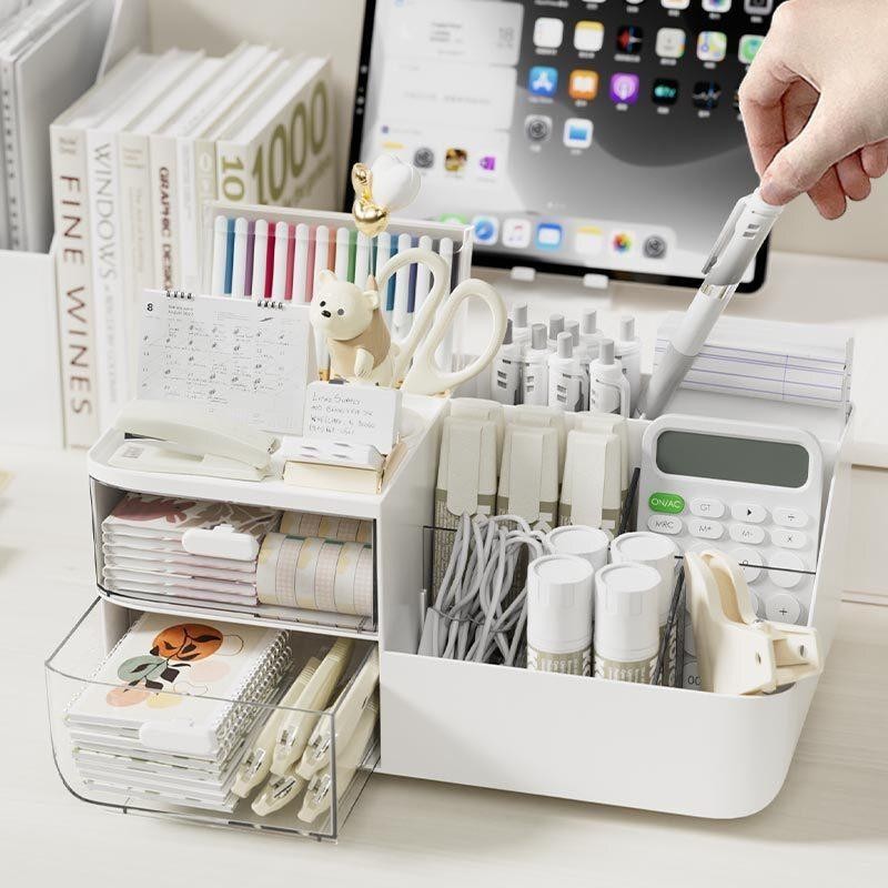 Office stationery storage box desktop drawer pen holder cosmetics large ...