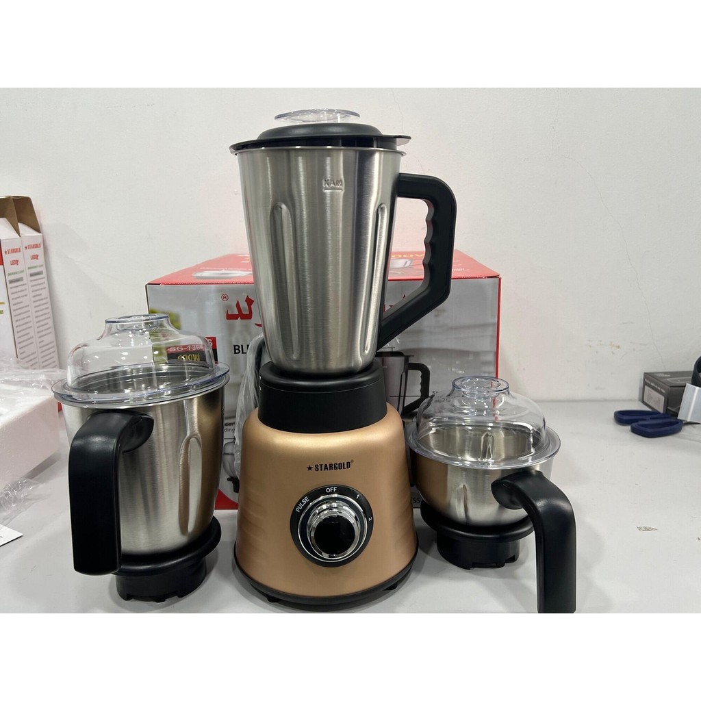 (MADE IN JAPAN) 3 IN 1 STAINLESS STEEL BLENDER & GRINDER STAR GOLD SG ...