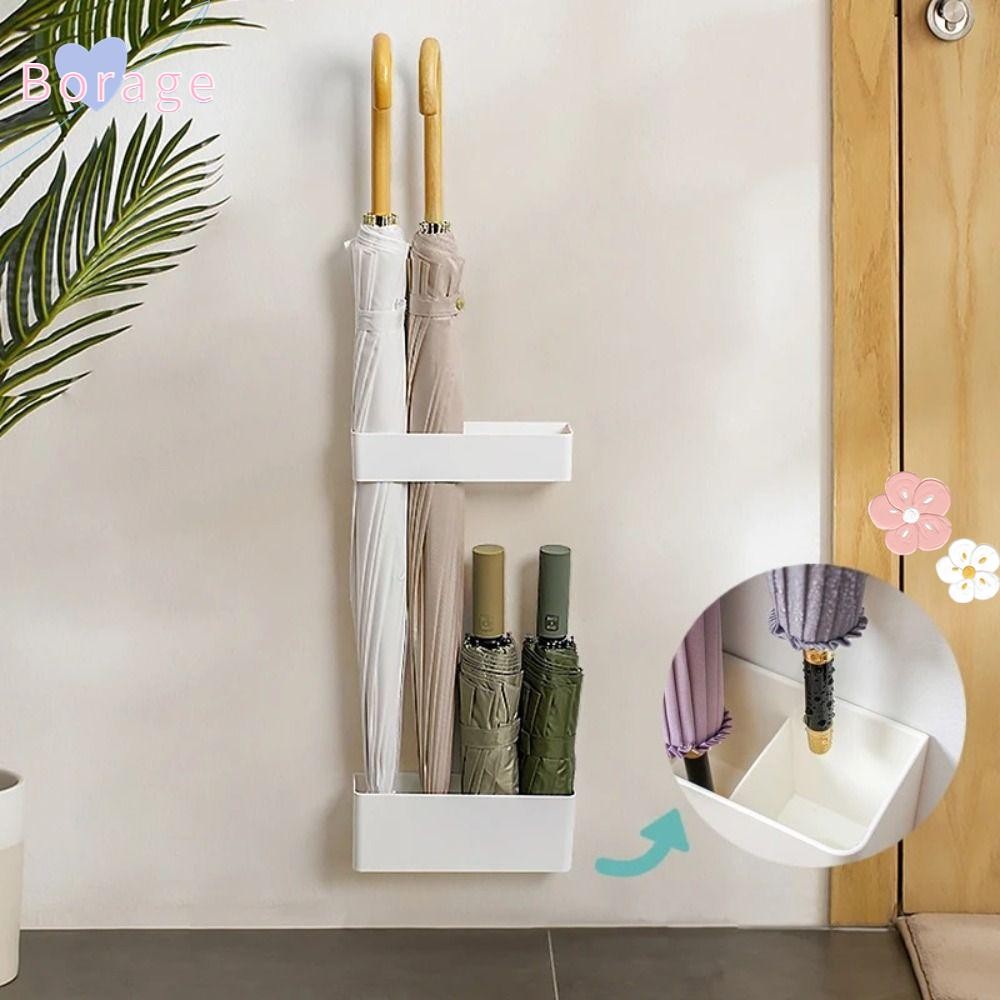 BORRAONE Umbrella Barrel, Storage Shelf Rack Wall Mounted Umbrella ...